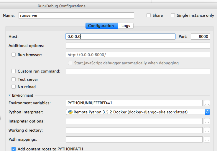 PyCharm + Docker で Django 開発環境を構築する